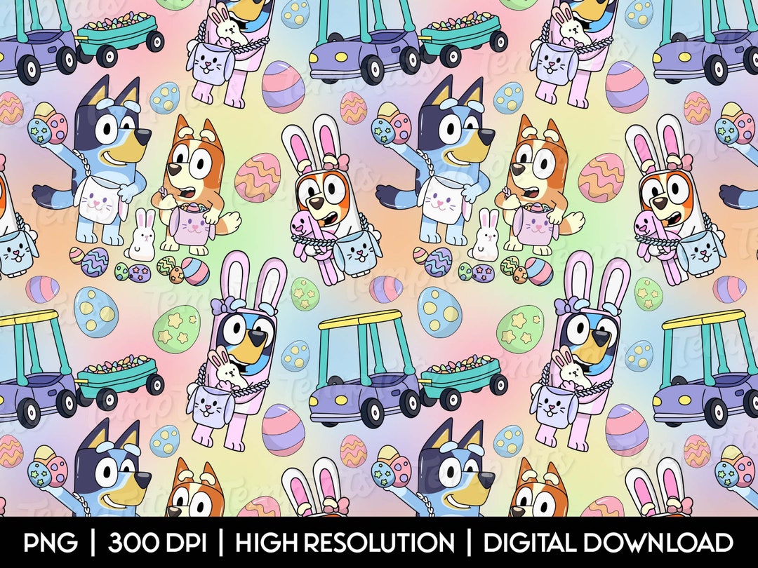 Bluey Easter Seamless Pattern, Repeat Pattern, Surface Pattern, Digital ...