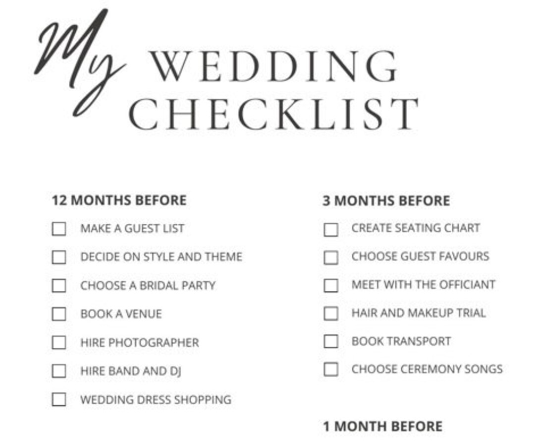 Wedding To-do Checklist - Etsy