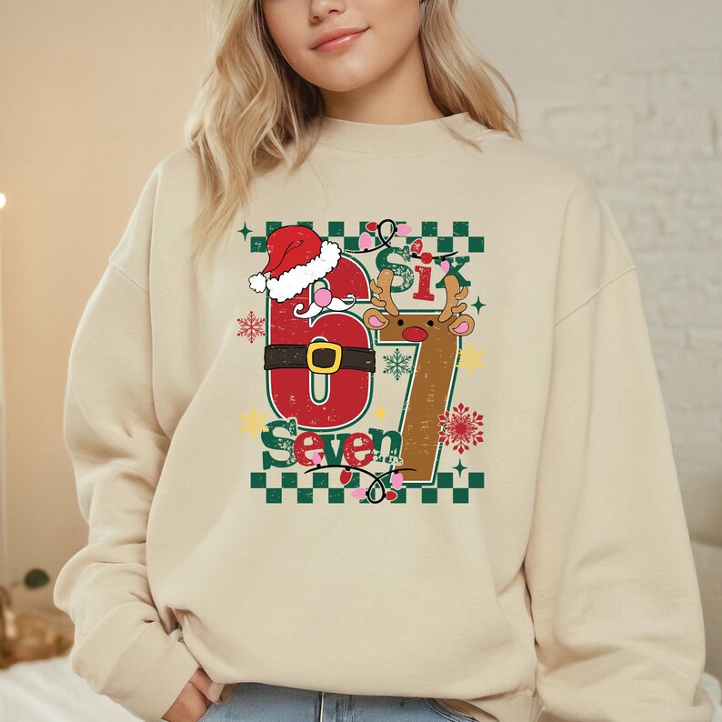 Funny Six Seven Meme Christmas DTF Transfer, Holiday Heat Press Design, Xmas Shirt Print, UV DTF ...