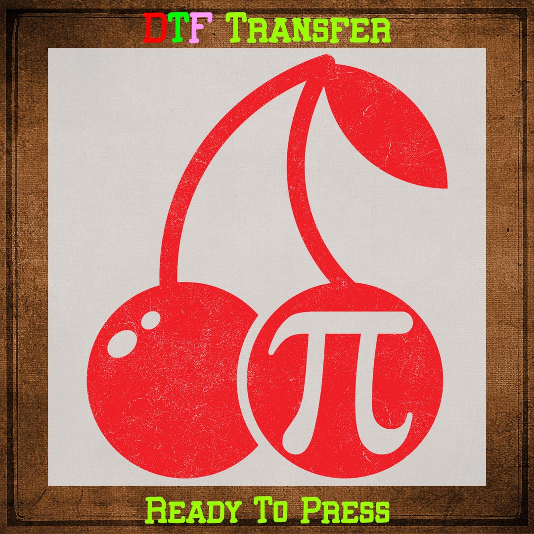 Math Teacher Red Cherry Pi Symbol DTF Transfer Ready to Press Funny Pi ...
