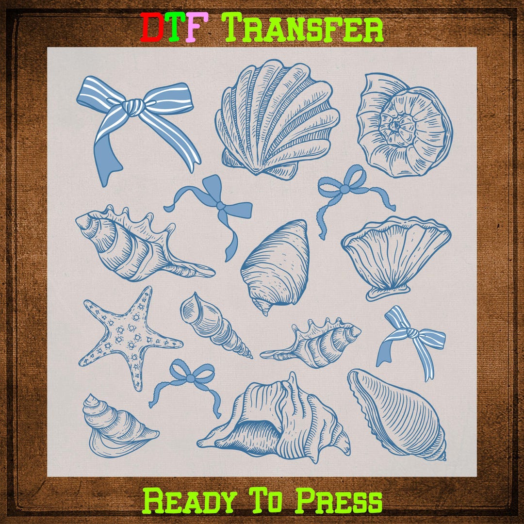 Coquette Seashell Heat Transfer for Shirts, Beach Shell DTF Transfer ...