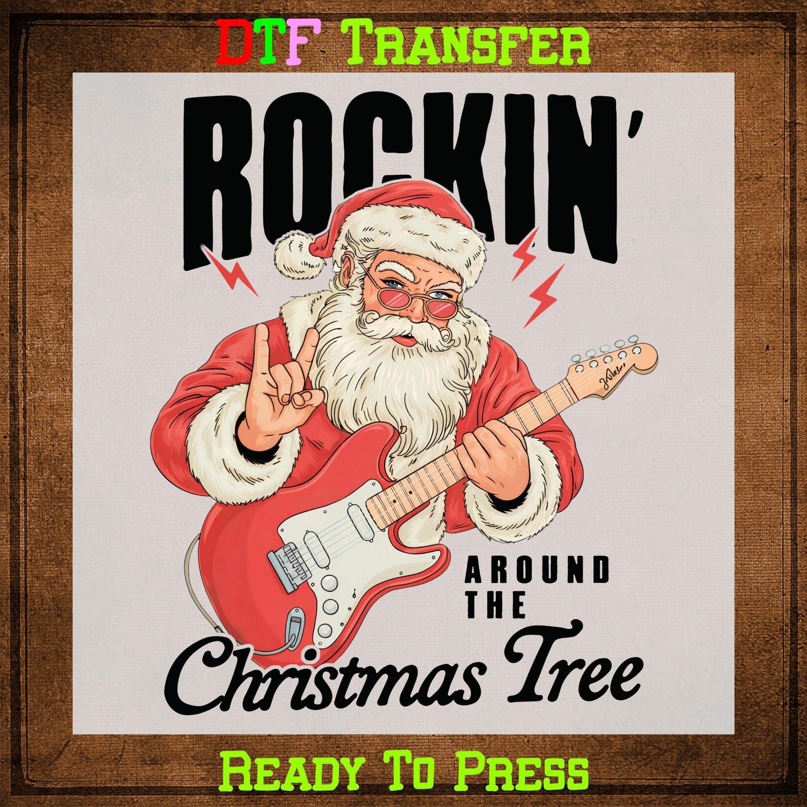 Retro Santa Claus Rocking Christmas DTF Transfer, Holiday Heat Press ...