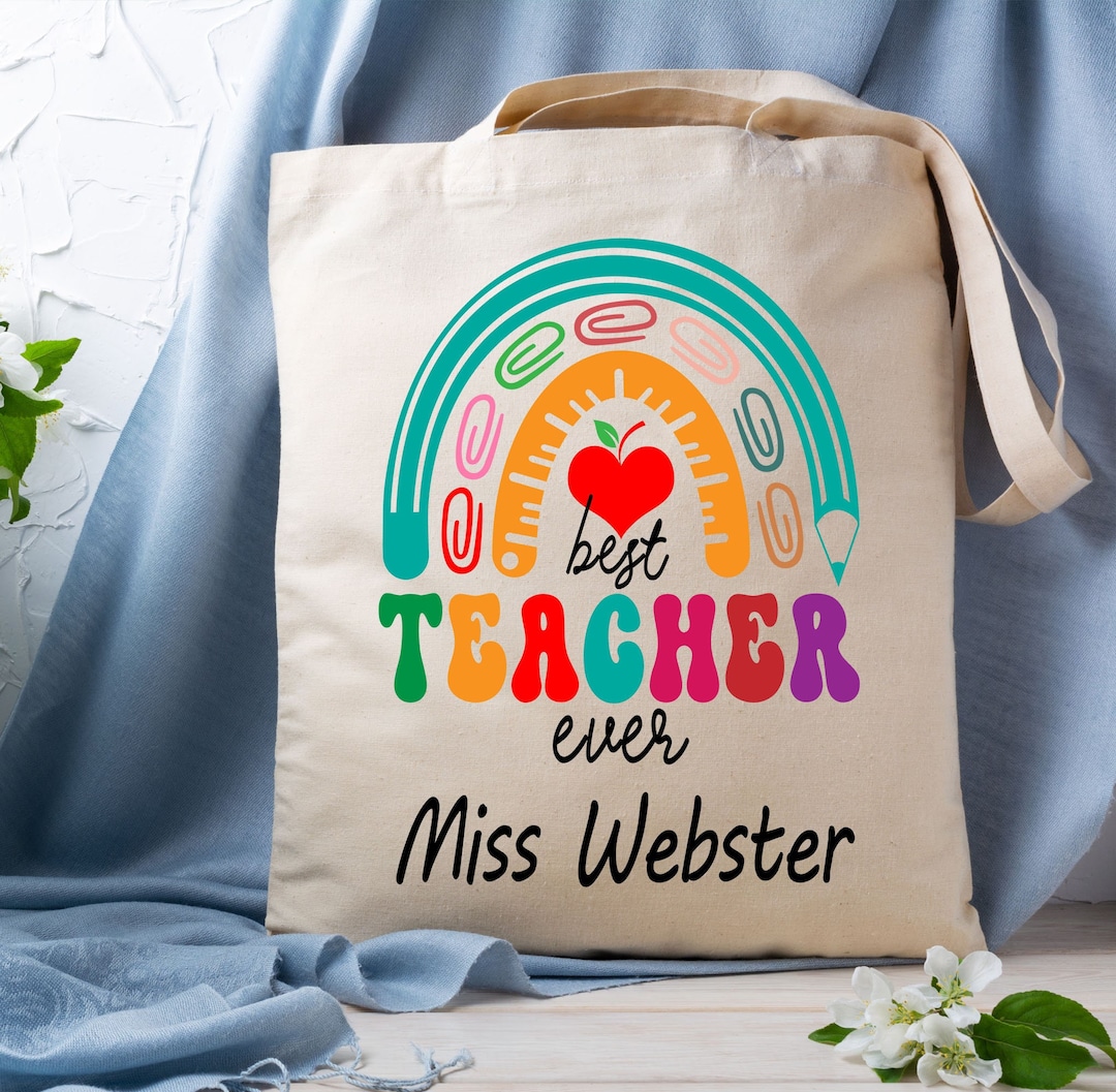 Retro Teacher Appreciation Tote Bag Best Teacher Ever Tote Bag ...