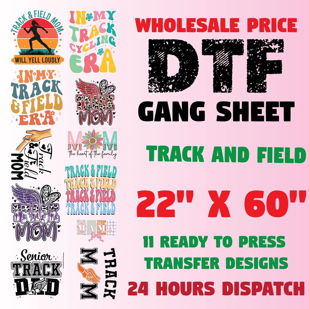 Track and Field Gang Sheet, Loud and Proud Track Mom DTF Transfer ...