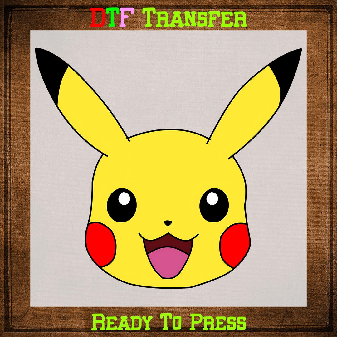 Cartoon Characters Ready to Press DTF Transfer, Funny Pikachu Heat ...
