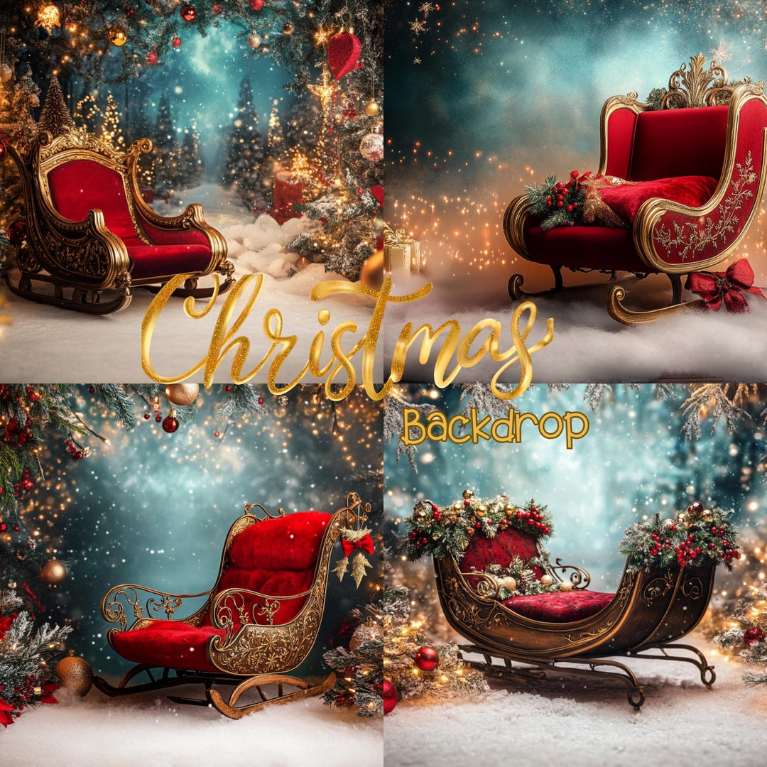 4 Christmas Backdrop, Digital Backdrop, Santa Christmas Backdrop for ...