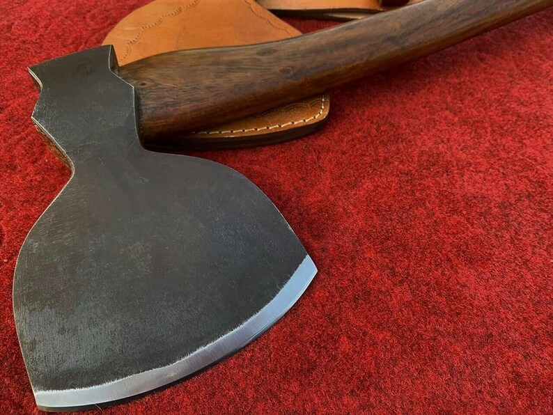 Handmade 5160 Forged Spring Steel Gardening Axe, Broad Head Hewing Axe ...