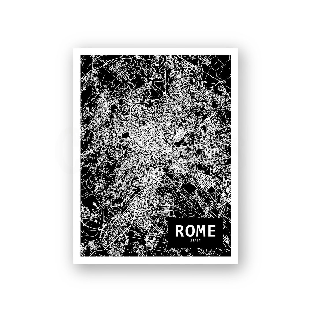 Rome City Map Printable Poster Rome Italy Map Italian Black - Etsy
