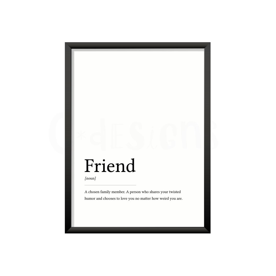 Friend Definition Printable Poster Meaning Friend Dictionary Etsy