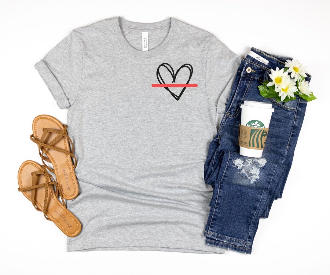 Thin Red Line T-shirt, Thin Red Line Shirt, Thin Red Line Heart ...