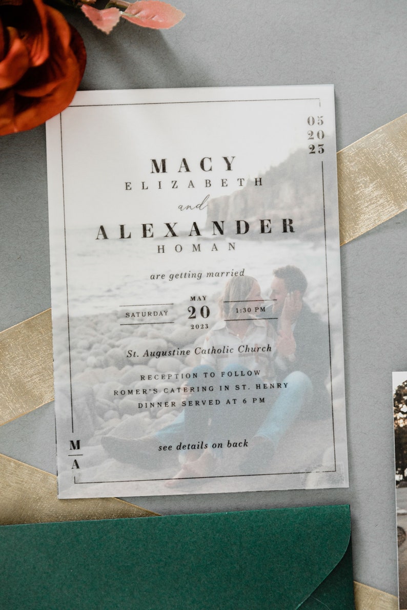 Vellum Wedding Invitation - Etsy