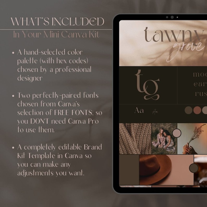 Moody Brand Kit: Color Palette & Mood Board Canva Template - Etsy