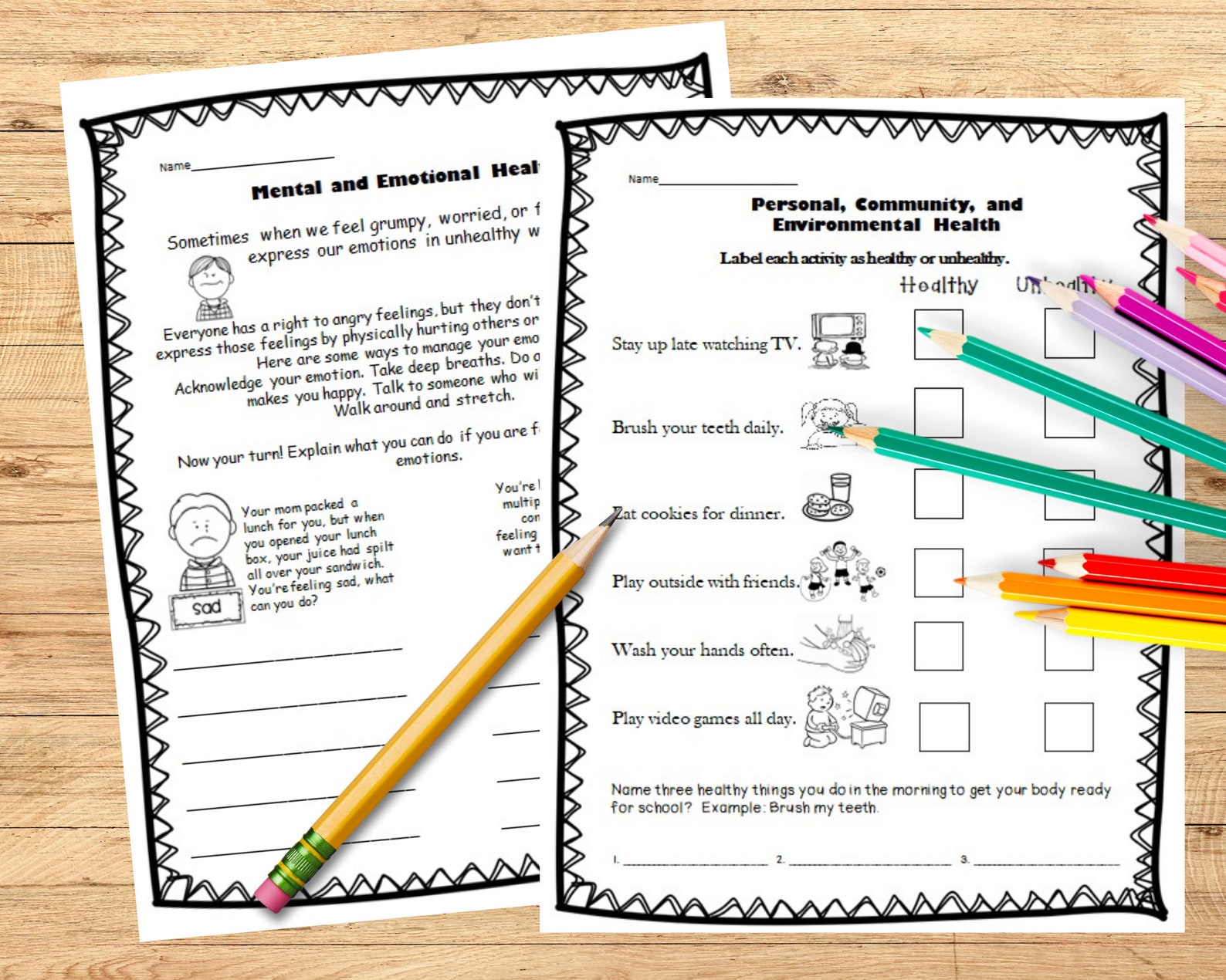 Second Grade Health Mental Health Physical Health - Etsy