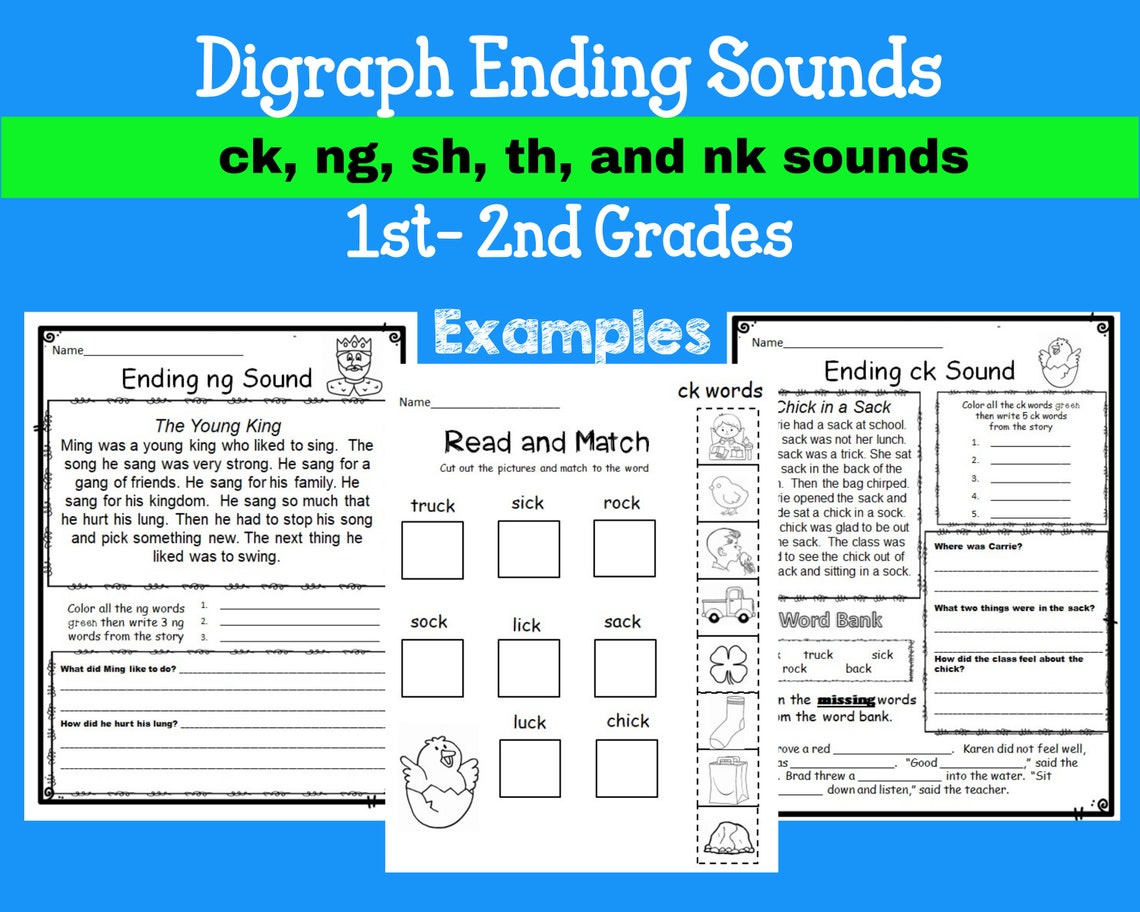 Ending Digraph Worksheets | Phonics Worksheets | Phonics Activities ...