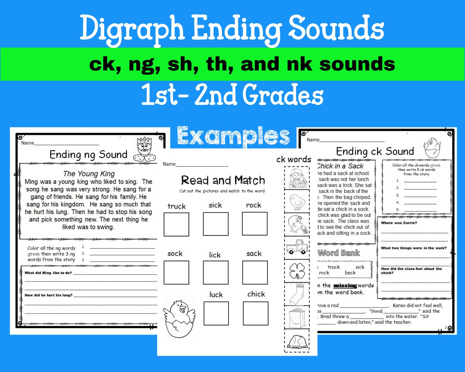 Ending Digraph Worksheets | Phonics Worksheets | Phonics Activities ...