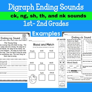 Ending Digraph Worksheets | Phonics Worksheets | Phonics Activities ...
