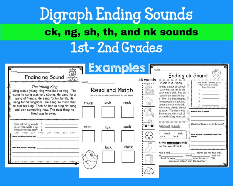 Ending Digraph Worksheets | Phonics Worksheets | Phonics Activities ...
