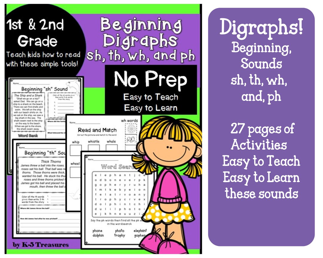 Beginning Digraph Worksheets | Phonics Worksheets | Phonics Activities ...