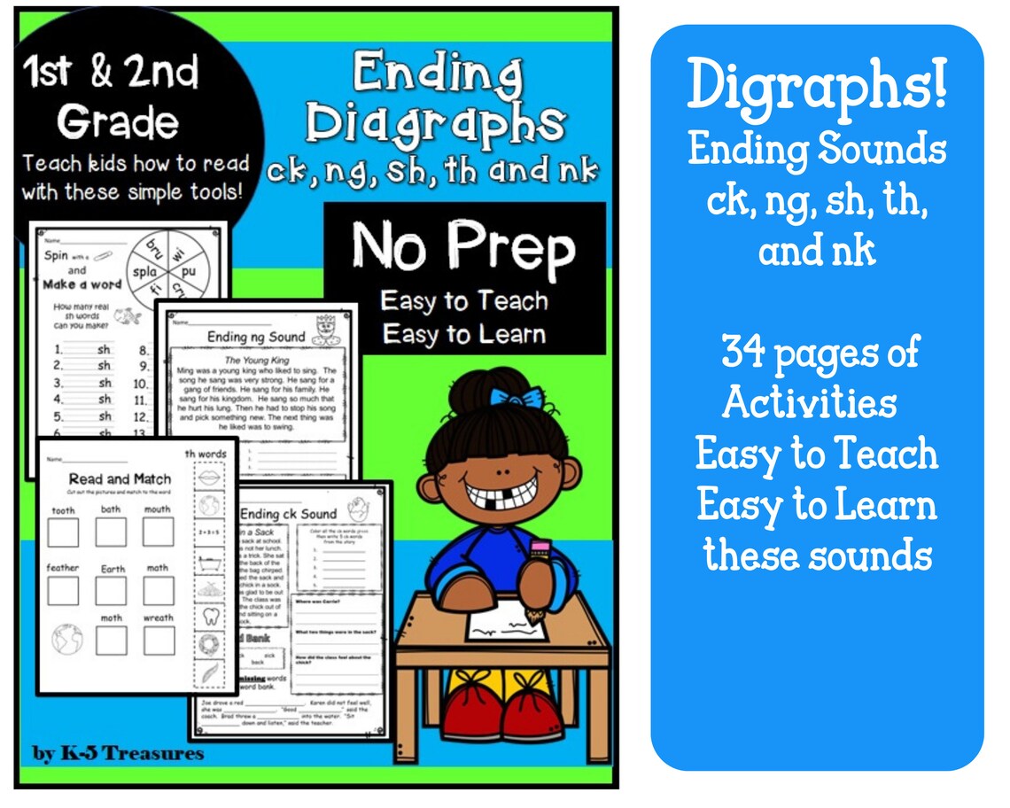 Ending Digraph Worksheets | Phonics Worksheets | Phonics Activities ...