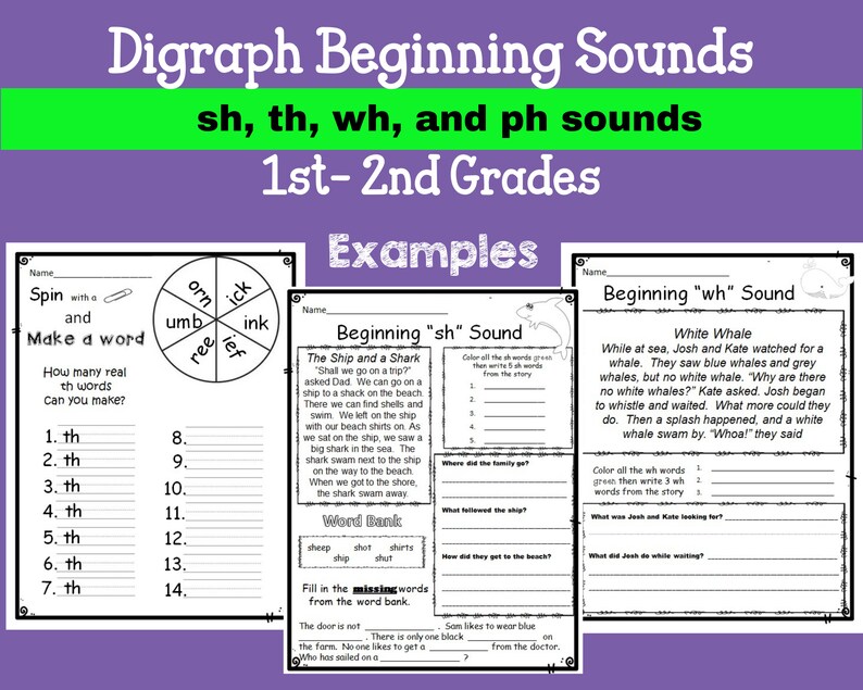 Beginning Digraph Worksheets | Phonics Worksheets | Phonics Activities ...