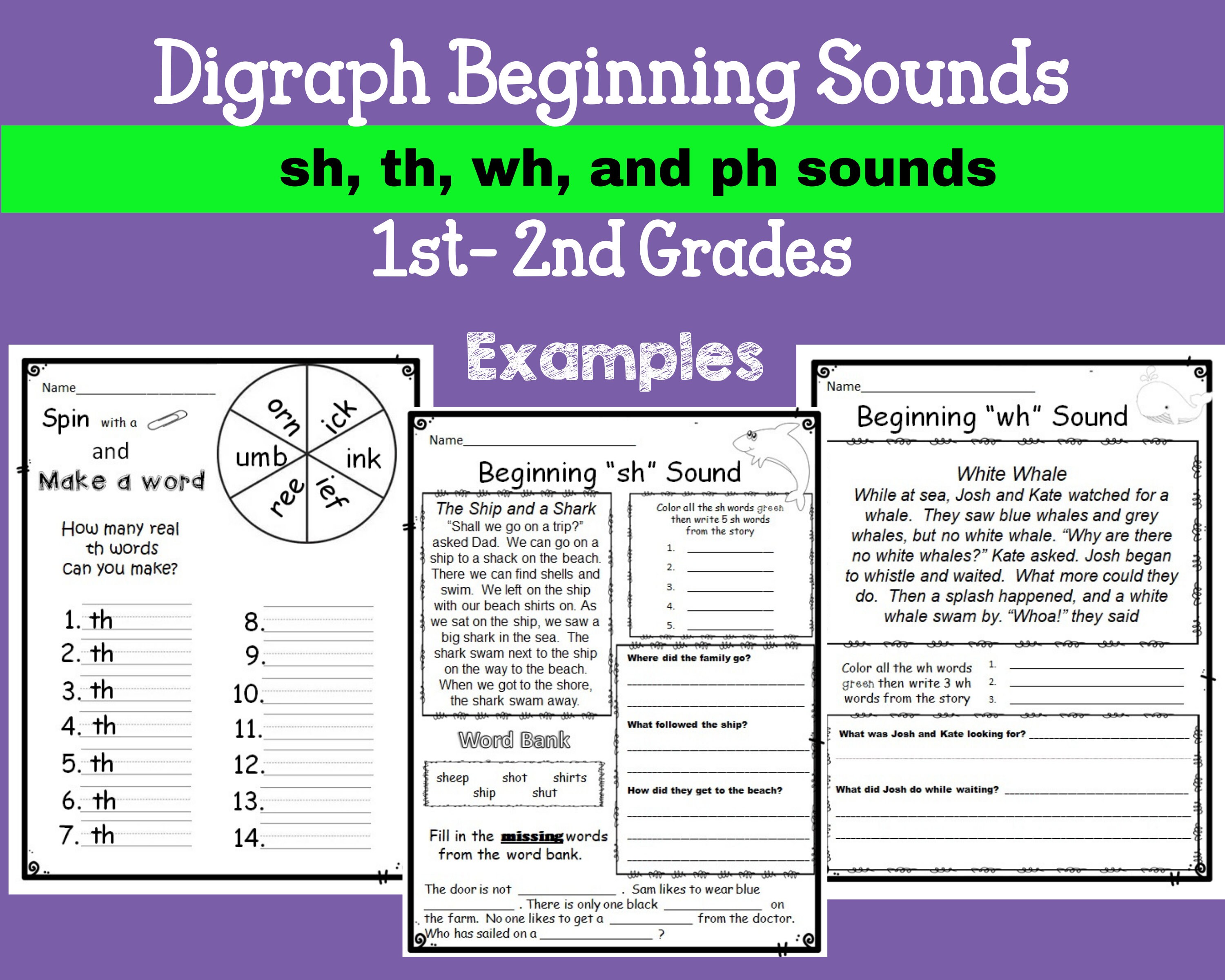 Beginning Digraph Worksheets | Phonics Worksheets | Phonics Activities ...
