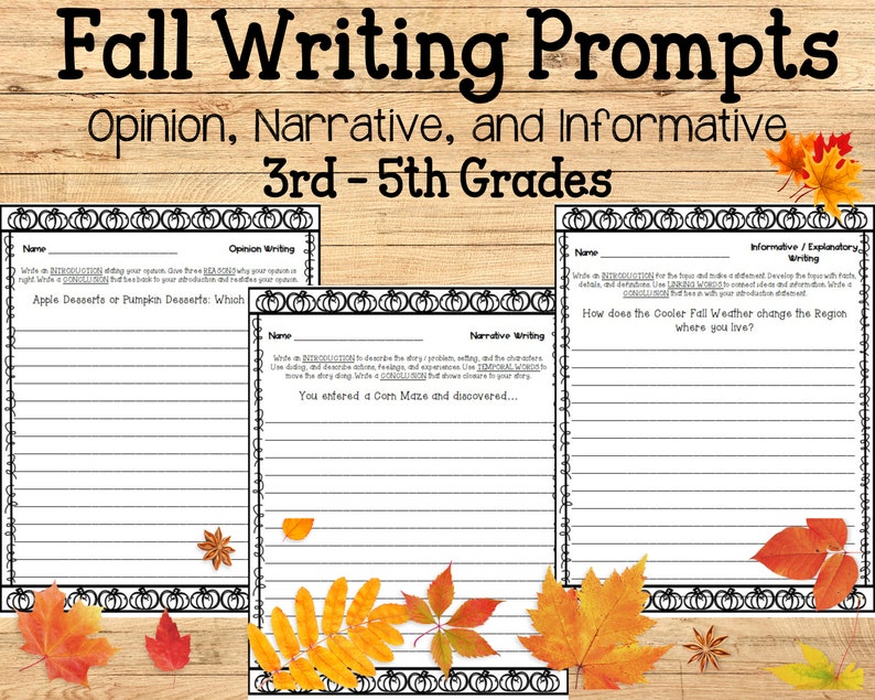 Fall Writing Prompts | Elementary Writing Prompts | Homeschool Writing ...