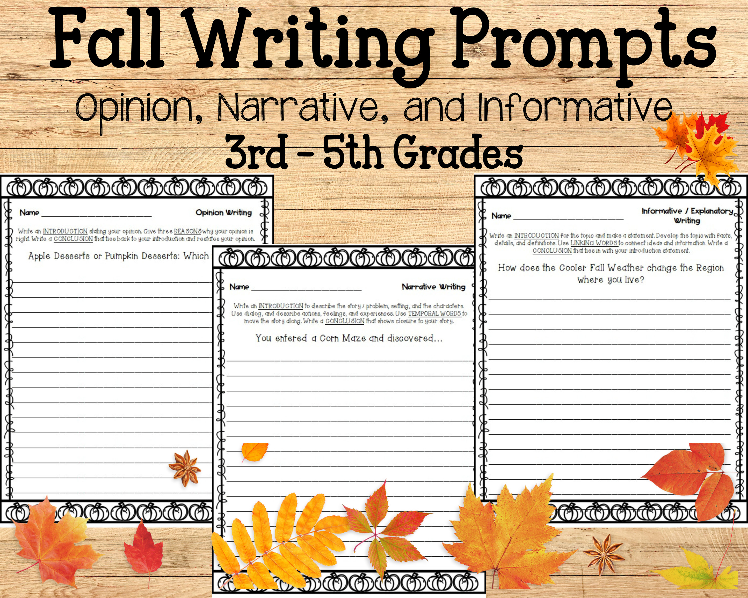 Fall Writing Prompts | Elementary Writing Prompts | Homeschool Writing ...