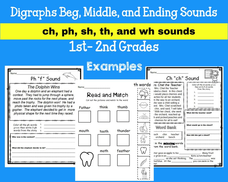 Phonics Worksheets | Digraphs | Phonics Activities | First Grade ...