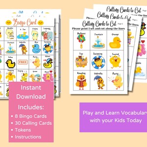 Duckie Bingo for Kids, 30 Printable Bingo Cards, Rubber Duck Bingo ...
