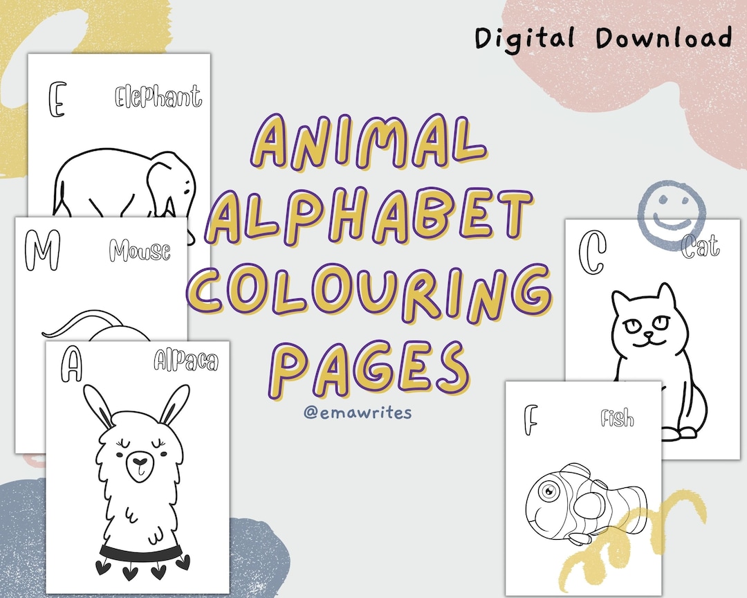 Animal Alphabet Coloring Pages for Kids, Animal Coloring Sheet for ...