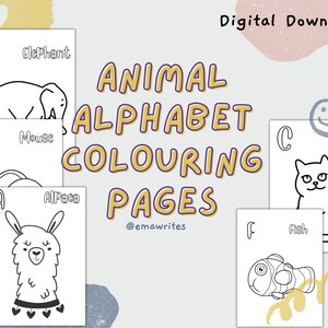Animal Alphabet Coloring Pages for Kids, Animal Coloring Sheet for ...