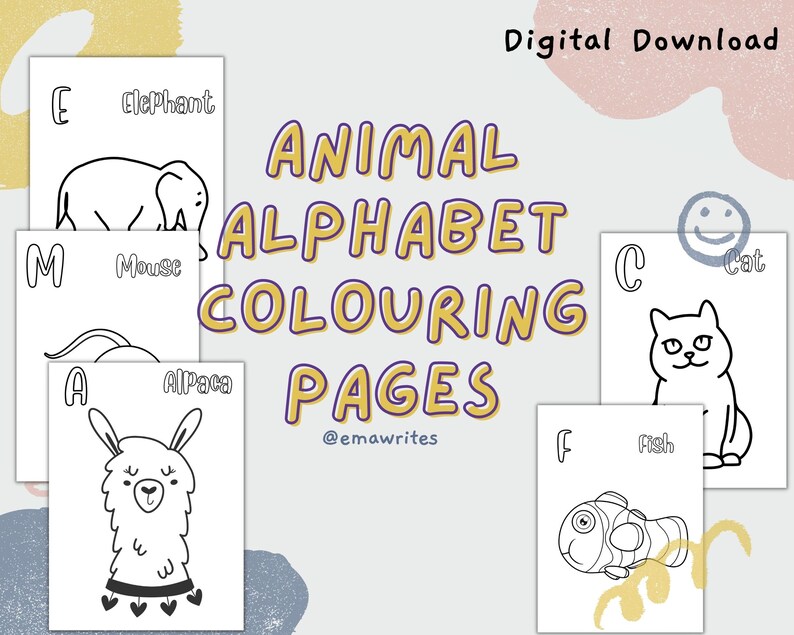 Animal Alphabet Coloring Pages for Kids, Animal Coloring Sheet for ...