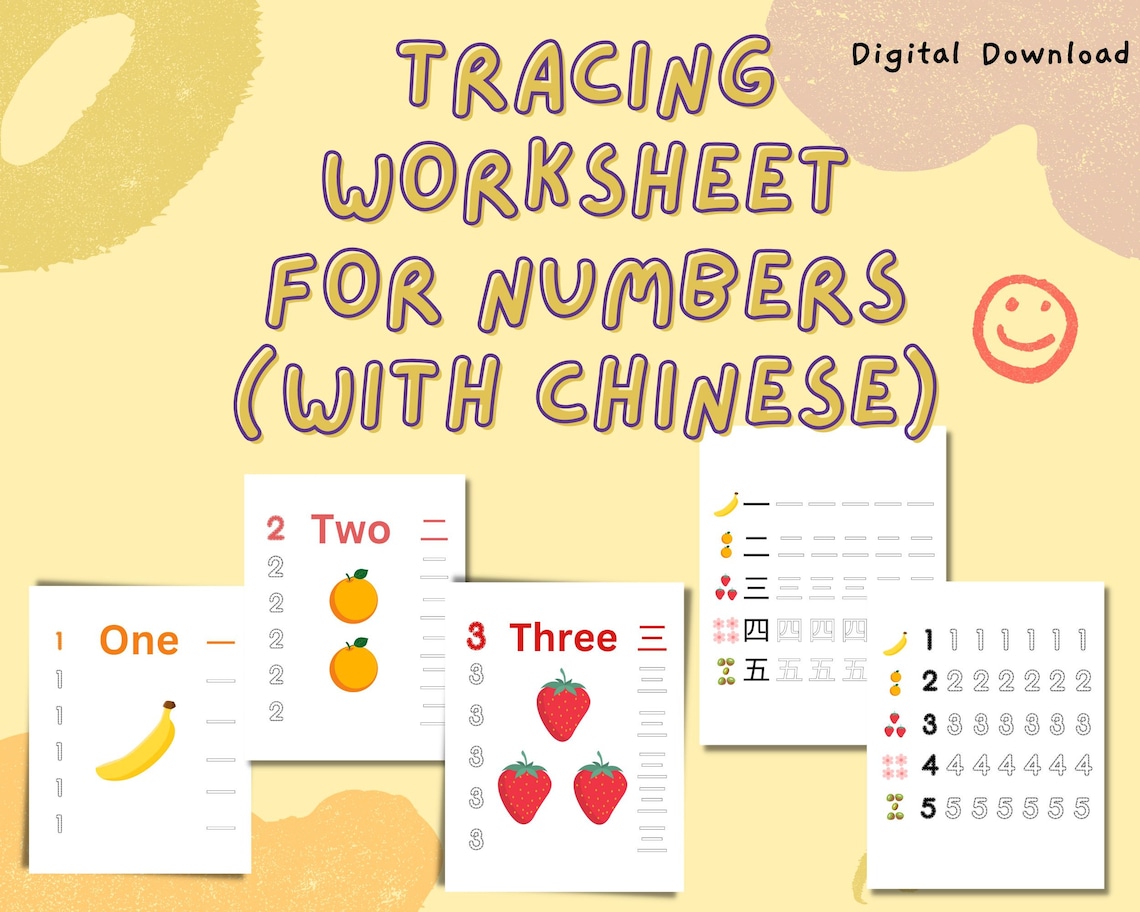 Printable Tracing Worksheet for Number With Chinese, Number 1-10 ...