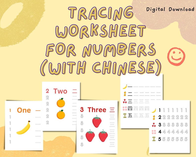 Printable Tracing Worksheet for Number With Chinese, Number 1-10 ...