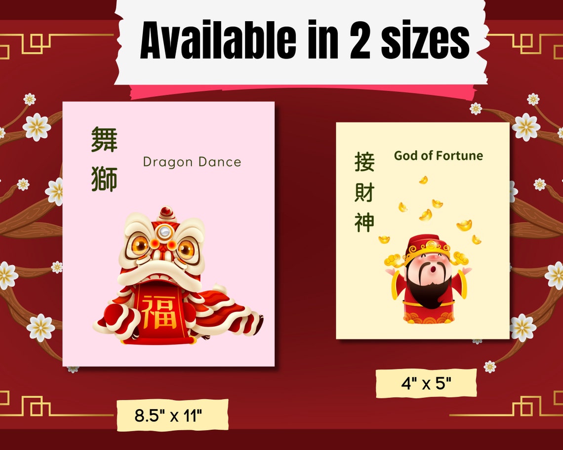 Chinese New Year Flash Cards Printable, Educational Cards, Editable ...
