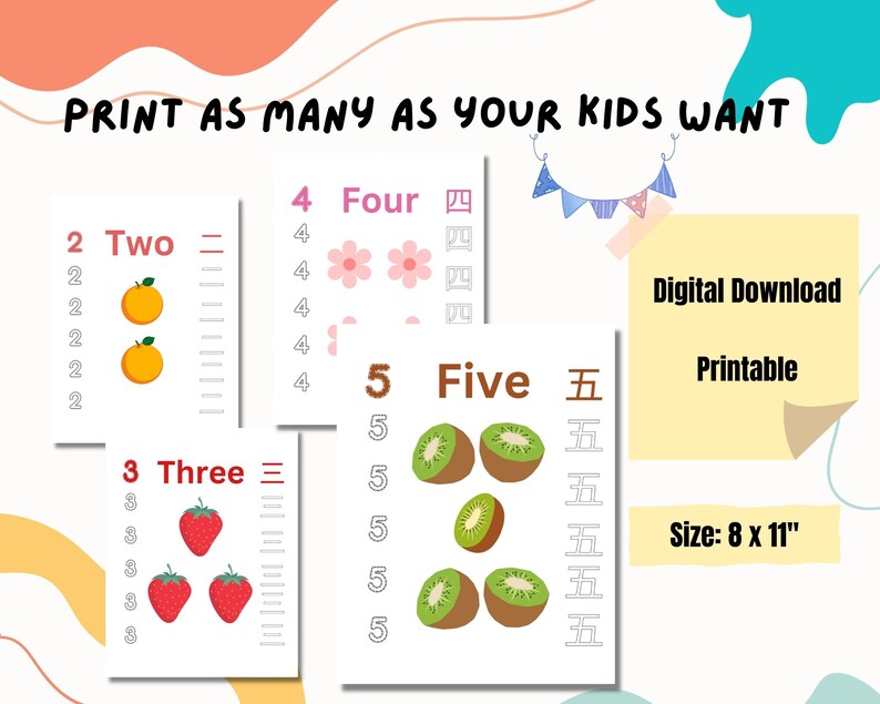 Printable Tracing Worksheet for Number With Chinese, Number 1-10 ...