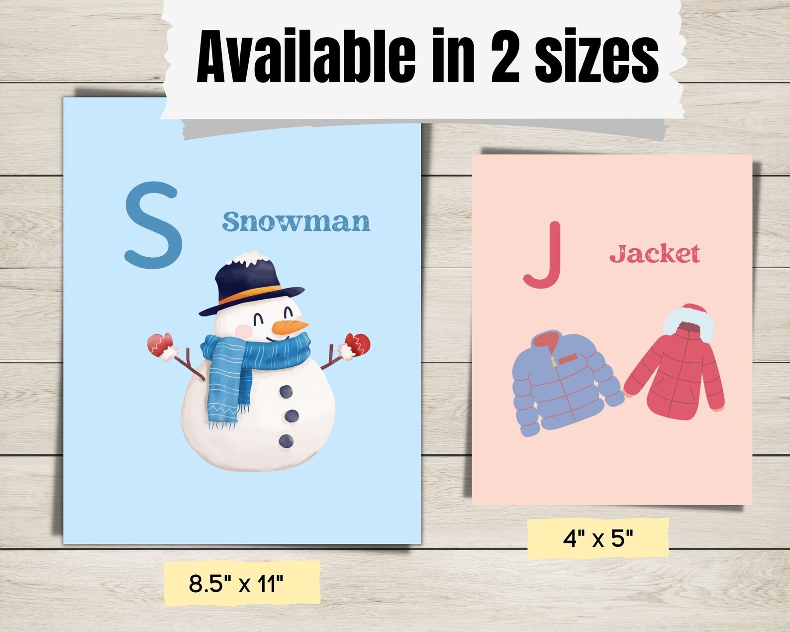 Alphabet Flash Cards Printable, Winter ABC Flash Cards, Educational ...