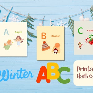 Alphabet Flash Cards Printable, Winter ABC Flash Cards, Educational ...