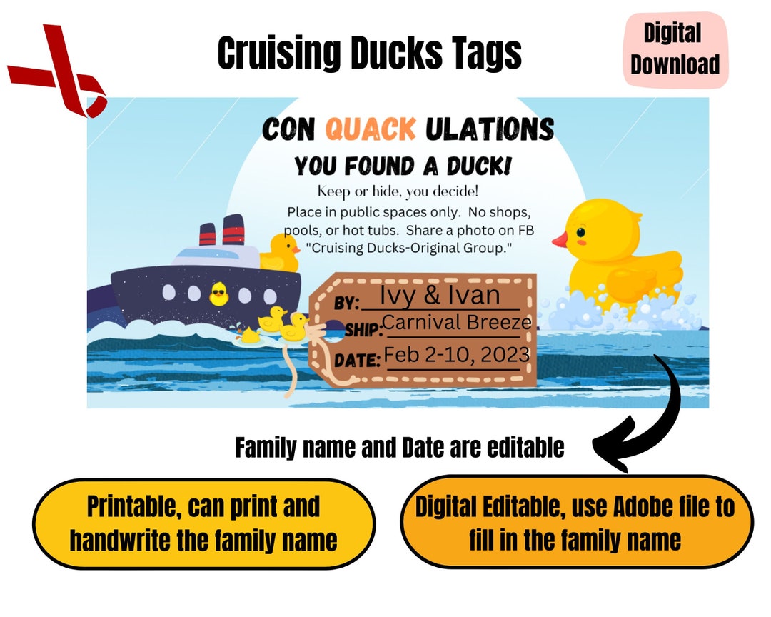 Duck Tags, Cruising Ducks, Rubber Duck Tag, Cruising Duck Game Tags ...