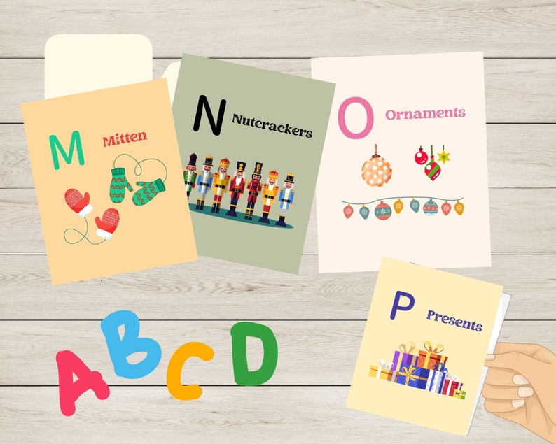 Alphabet Flash Cards Printable, Winter ABC Flash Cards, Educational ...