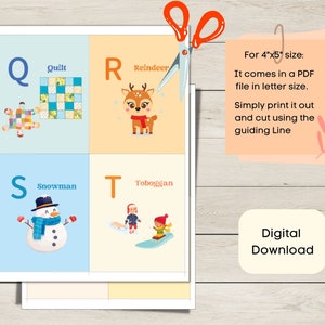 Alphabet Flash Cards Printable, Winter ABC Flash Cards, Educational ...