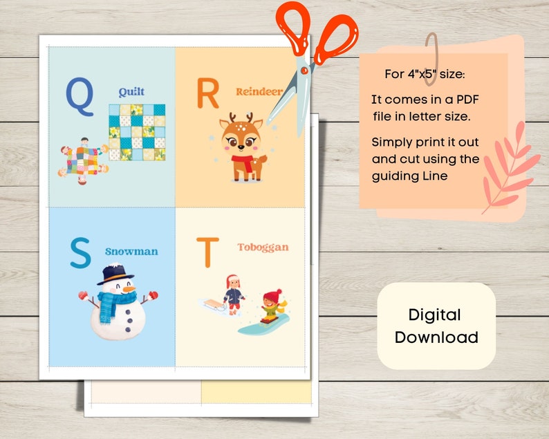 Alphabet Flash Cards Printable, Winter ABC Flash Cards, Educational ...