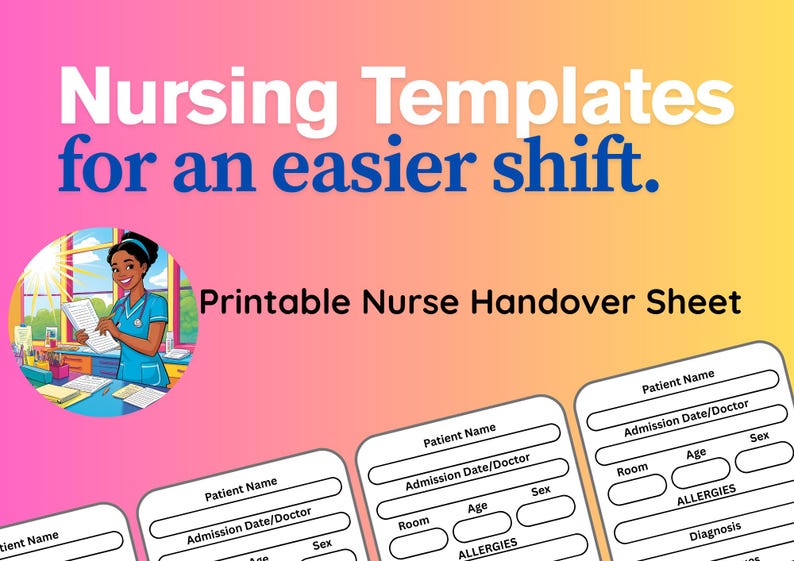 Printable Nurse Report Sheet | Shift Handoff Template | Nurse Brain ...