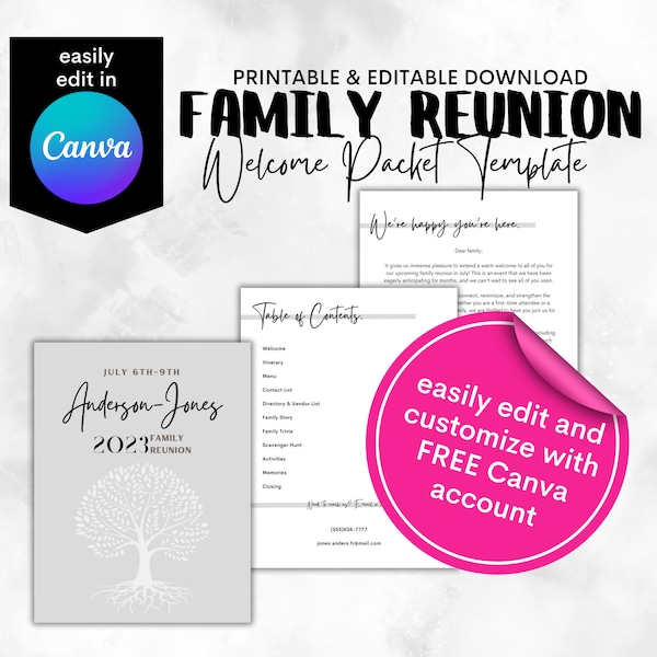 Family Reunion Program Template Editable - Etsy