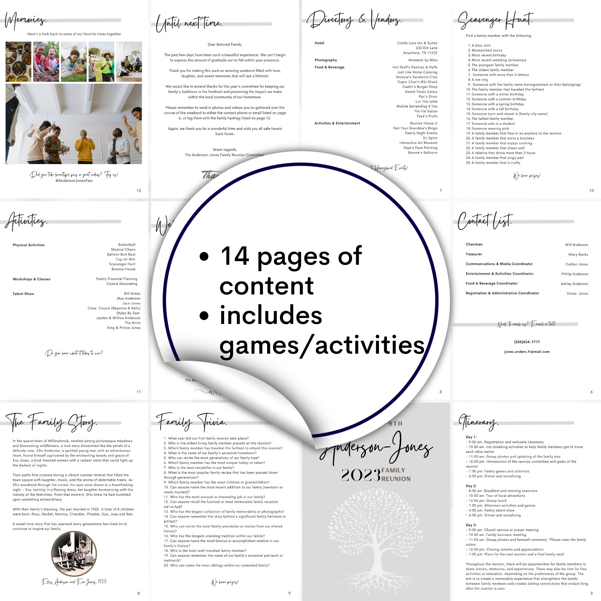 Family Reunion Itinerary Editable Welcome Packet for Family Reunion ...