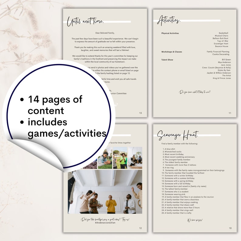 Family Reunion Itinerary Editable Welcome Packet for Family Reunion ...