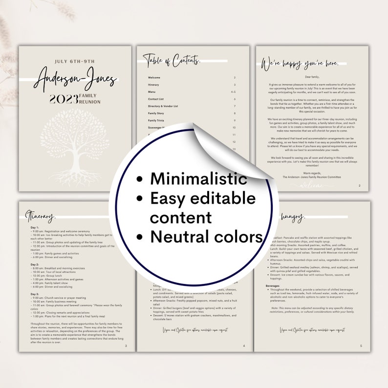 Family Reunion Itinerary Editable Welcome Packet for Family Reunion ...