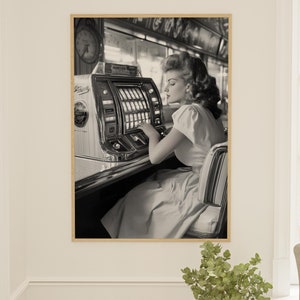 The Jukebox Days 1950s, Vintage Hollywood Print, Retro Wall Art, Woman ...