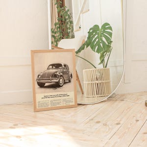 Old Volkswagen Beetle Ad Poster, Retro Ad Poster, Classic Car Print, Car Poster, Vintage Ad Wall ...