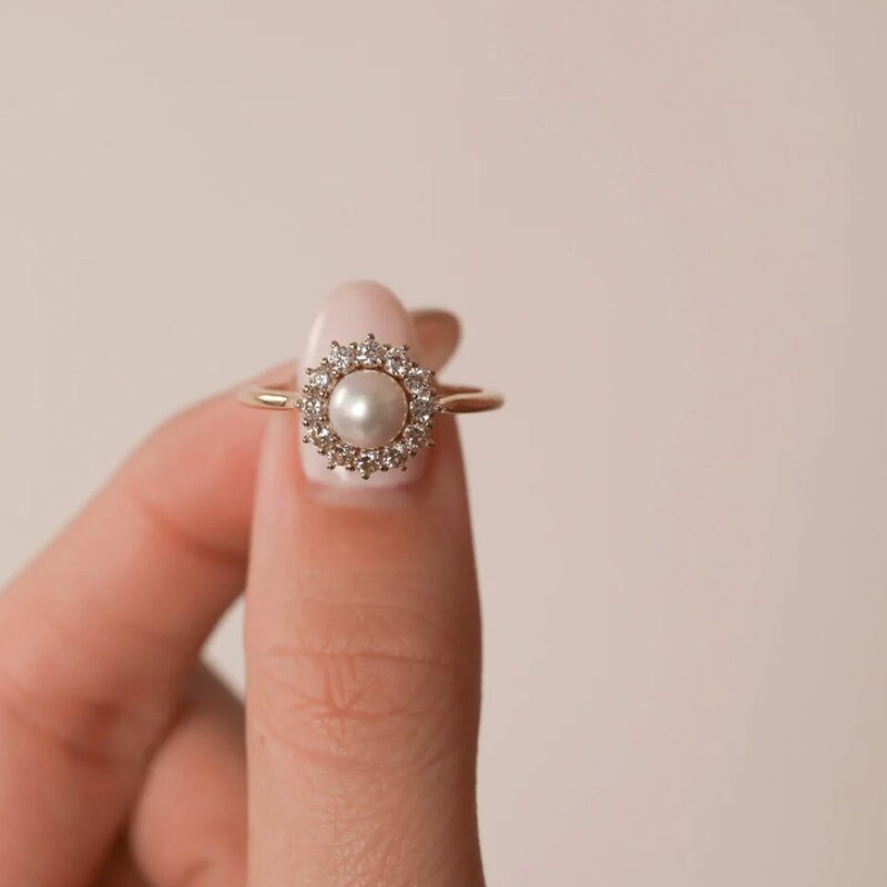 Pearl Engagement Ring - Etsy